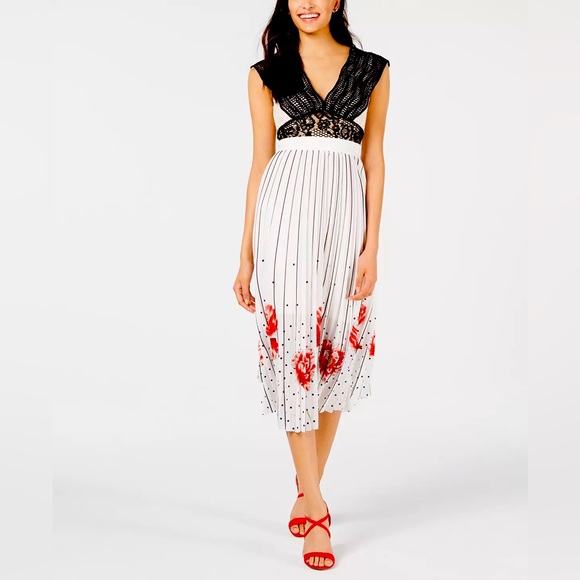 foxiedox | Dresses | Nwot Crochet Lace Pleated Printed Midi Dress From ...